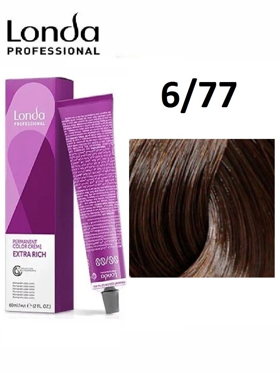 Londa Professional 6/77 Стойкая крем-краска Londacolor Creme Extra Rich, темный блонд интенсивно-коричневый, 60 мл