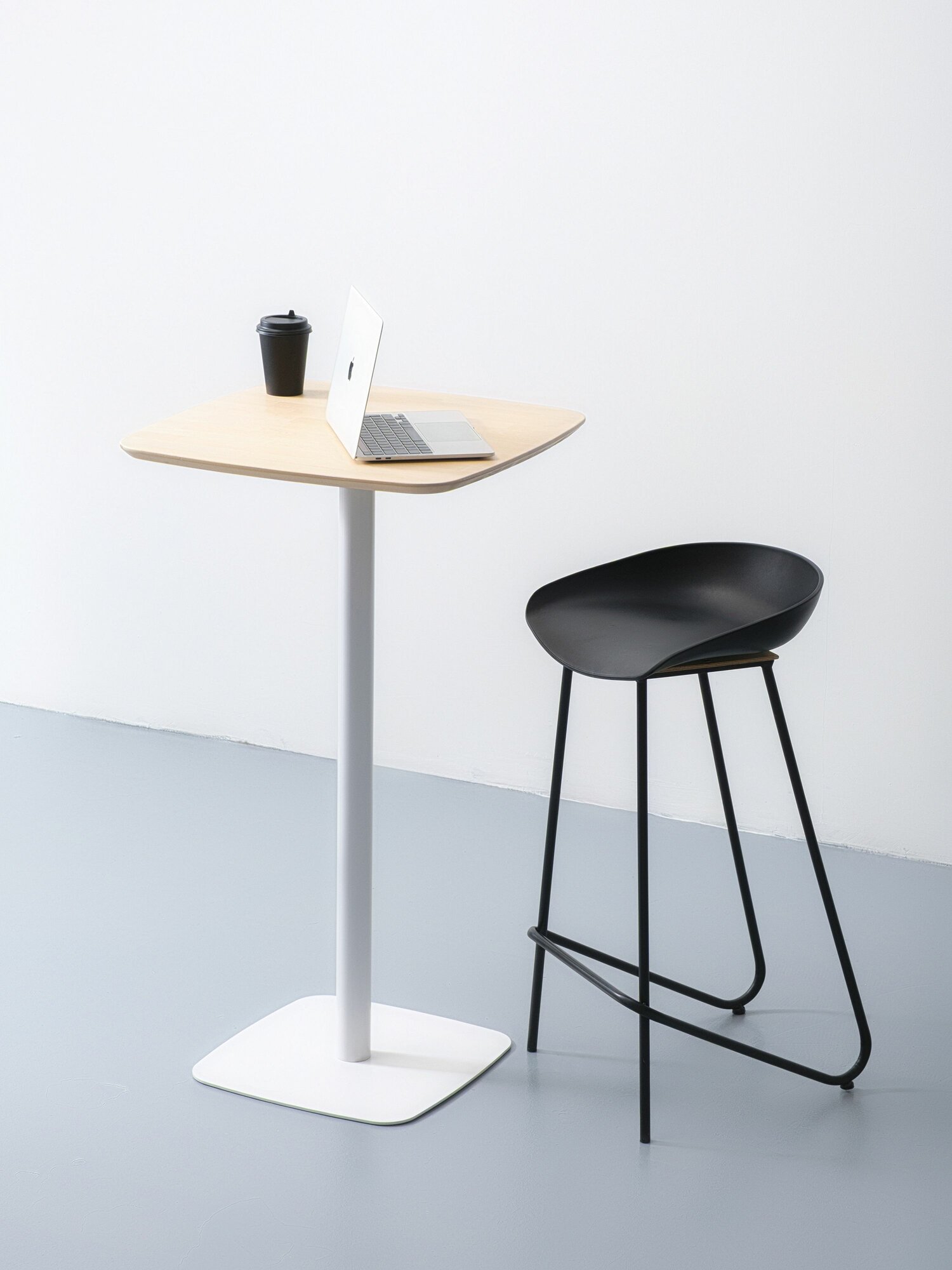 Барный стол IvaRoom "Стоун", натуральный массив березы, белый, 105x60x60 см