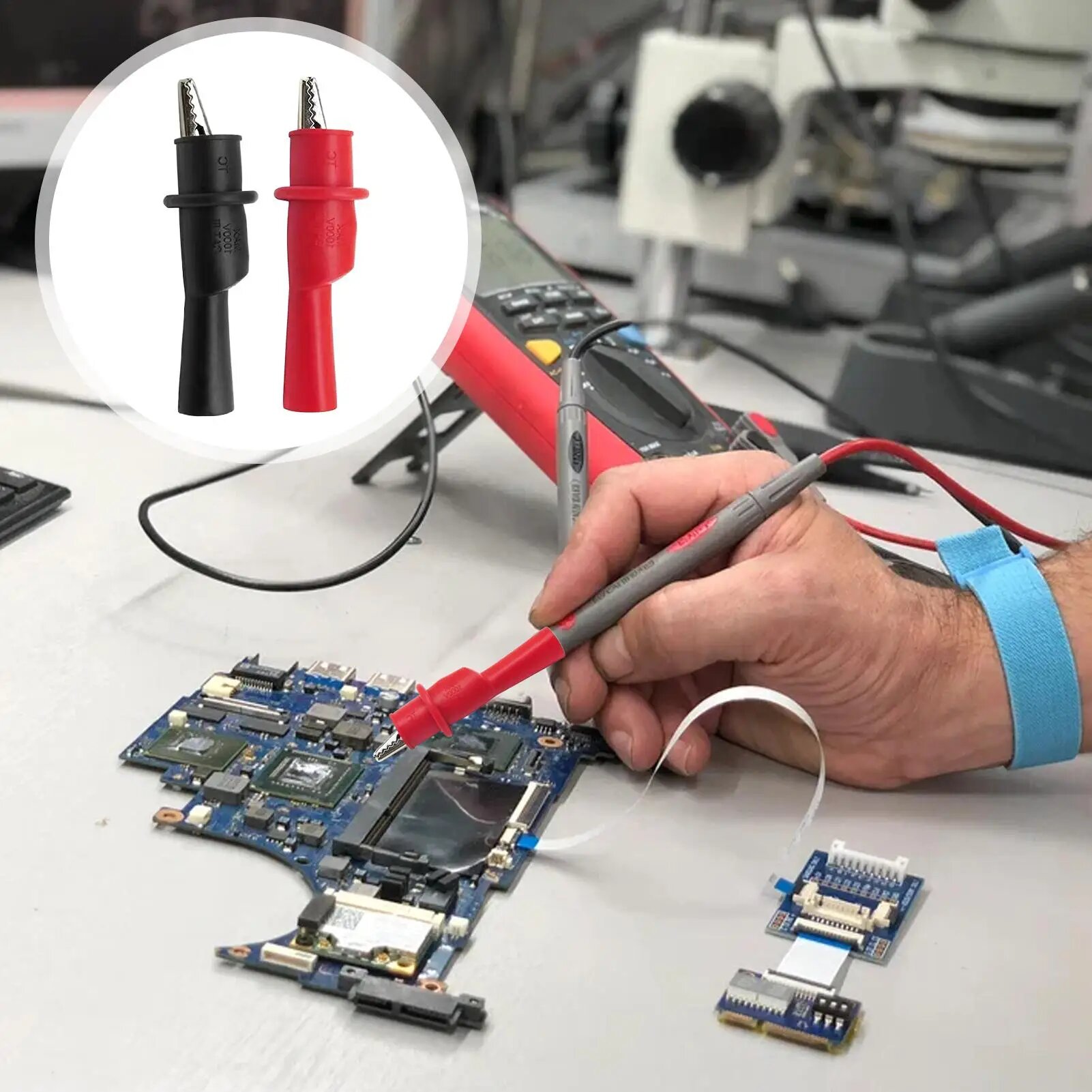 Изолированные тестовые щупы с зажимами «крокодил» 2 шт.