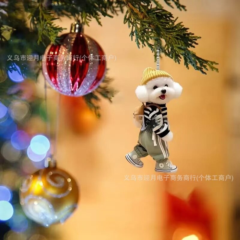 Новый креативный подвесной акриловый рюкзак для щенка, украшение для автомобиля, милый брелок в виде плюшевого собаки