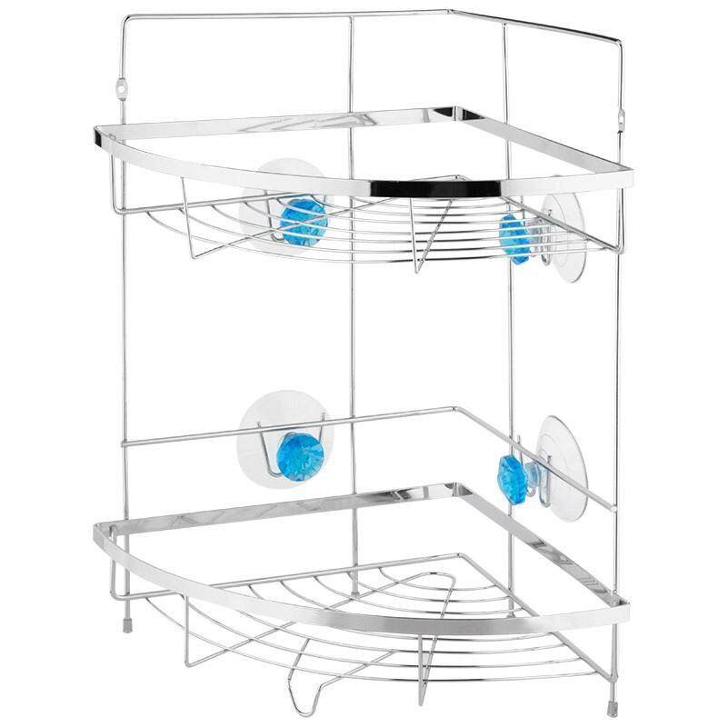 Полка угловая 2-ЯРУСН W2667 , бриллиант синий 24.5*24.5*38 (креплен присос)хит рыжий КОТ