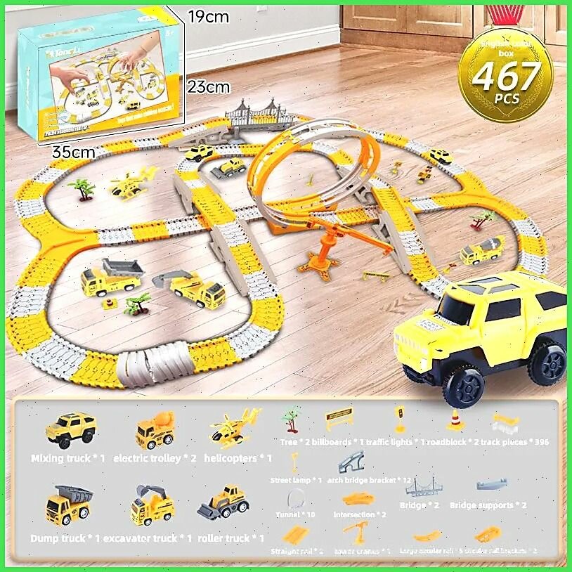 Детская электрическая инженерная игрушка с треком для машинки, маленький поезд