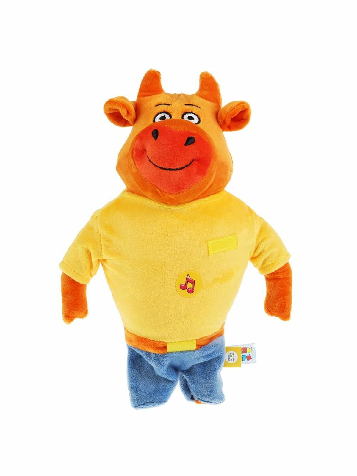 Игрушка мягкая Оранжевая корова папа 30см с музыкальным чипом