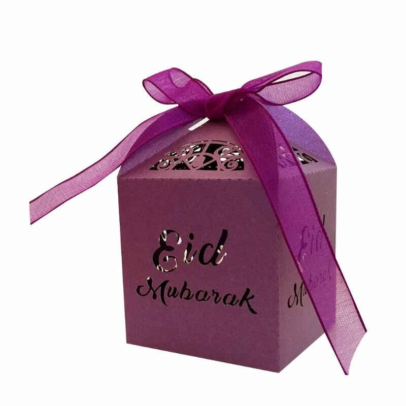1 набор из 100 штук, пустотелая коробка конфет для Священного мусульман месяца Рамадан-темно-фиолетовый