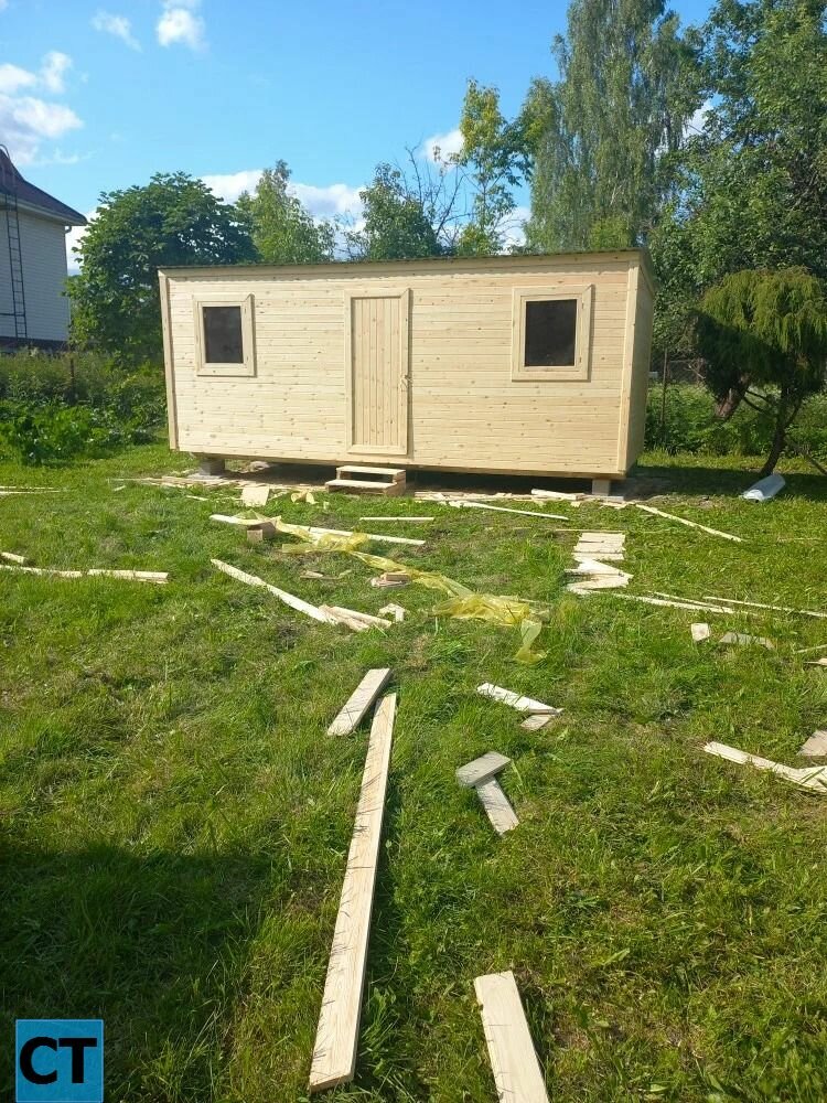 Бытовка утепленная с вагонкой 6х2.3 (внутри оргалит), с доставкой и с установкой