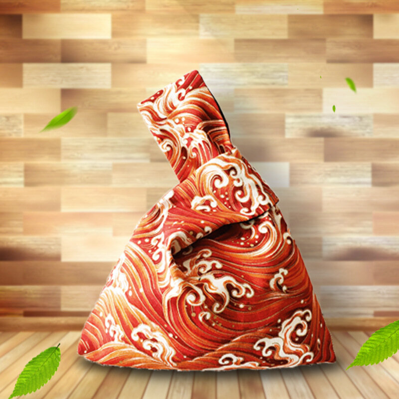 [Qian Li] Сумка для одежды в японском стиле сумка для хранения с вышивкой, винтажный Кошелек для монет ручной работы в