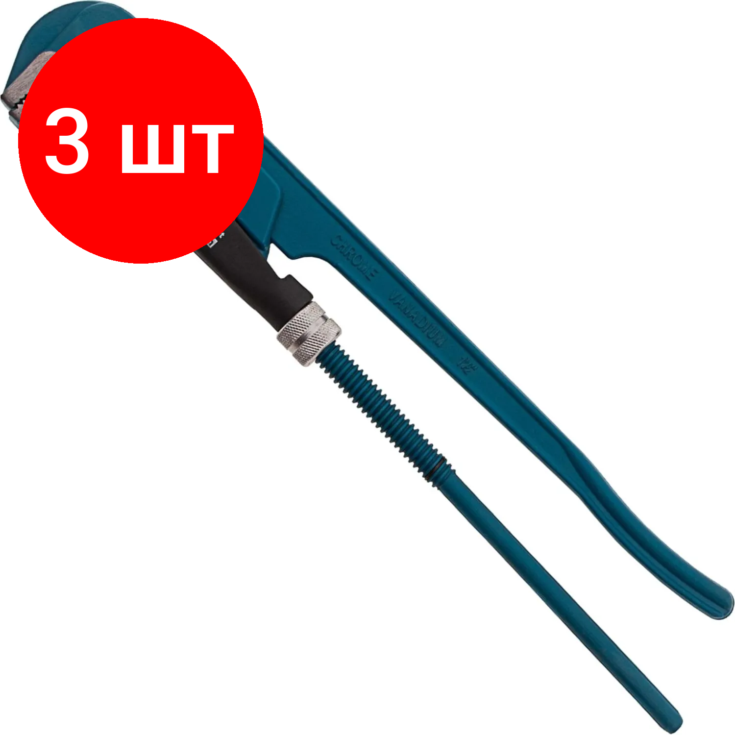 Комплект 3 штук, Ключ трубный рычажный, №2, 1.5, цельнокованый, CrV, тип - L// Gross