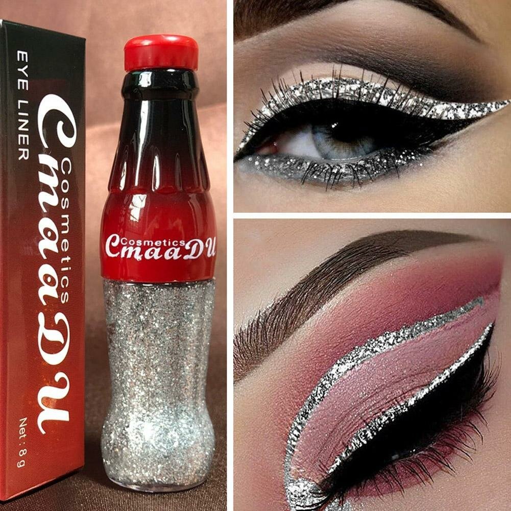 Жидкая Подводка Для Глаз С Цветными Блестками, Подводка Для Глаз В Форме Бутылки Кока-колы, 4 Цветов, Мелкий Блеск