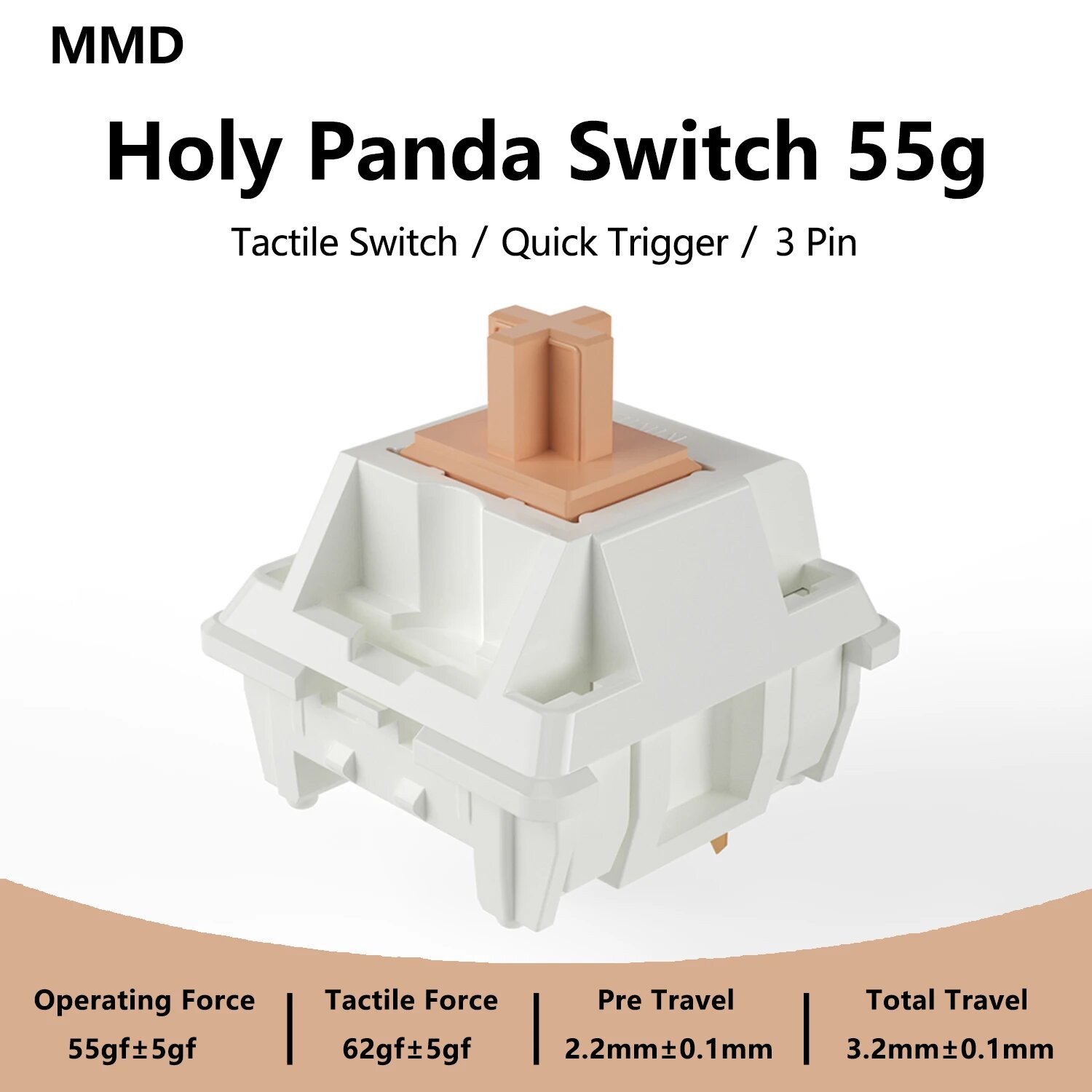 MMD Holy Panda Тактильные Переключатели 55г/62г/67г RGB 110PCS, Holy Panda-55g