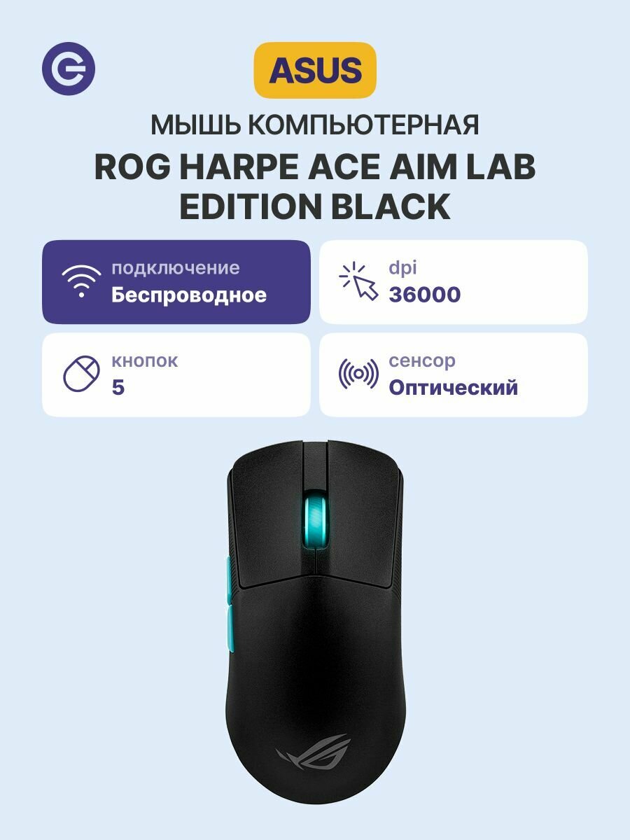 Мышь игровая ASUS P713 ROG Harpe ACE AIM LAB Edition Black (90MP02W0-BMUA00)