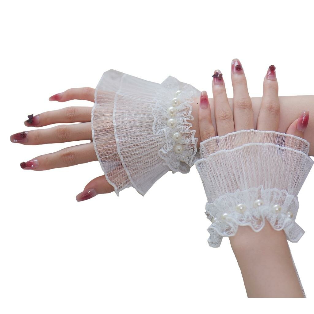 Элегантные кружевные рукава с вышивкой жемчугом и манжеты для фотосъемки нейл-арта