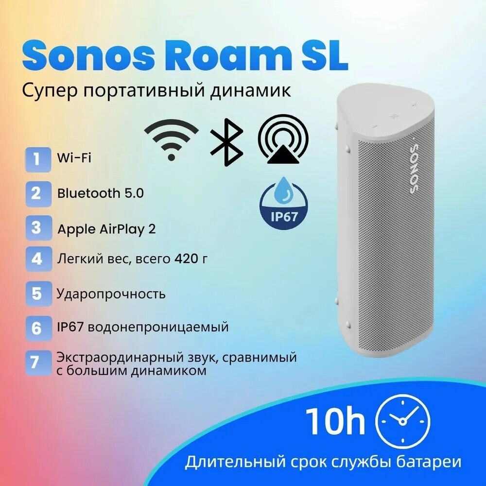 Беспроводной динамик SONOS Roam SL White WiFi/Bluetooth/AirPlay