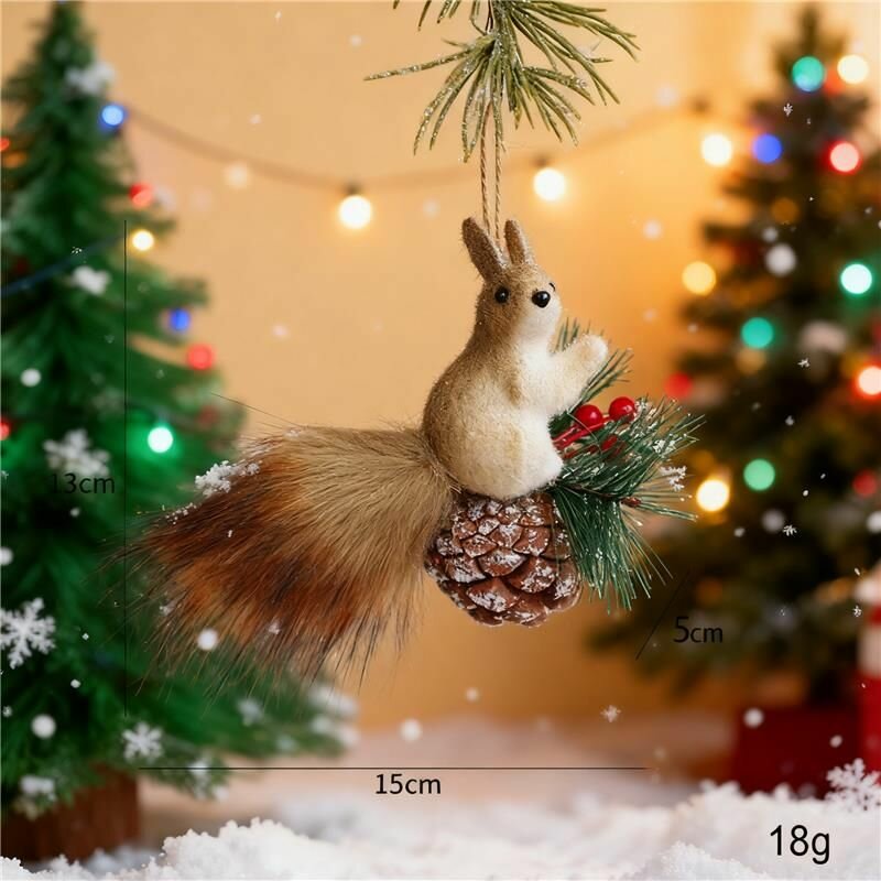 Новогодние подвески из фетра "Белки", набор рождественских украшений для интерьера. Стильный декор для дома, кафе и праздничных мероприятий: подвесные модели, сидячие фигурки разных размеров