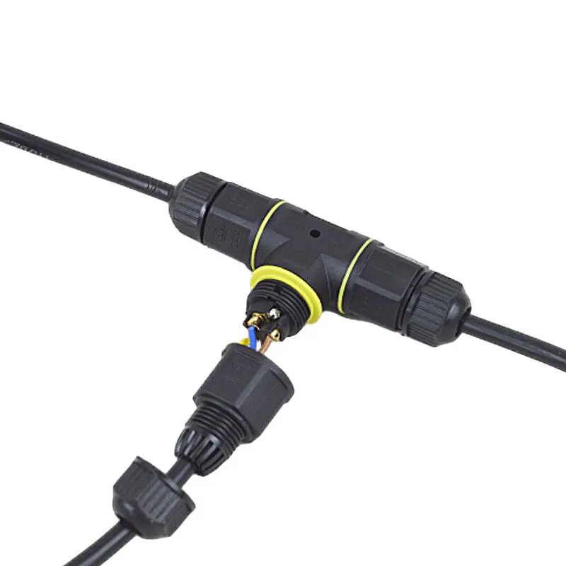 Разъемы и клеммы, IP68, Т-образный водонепроницаемый 3-контактный быстрый терминал, электрическое соединение проводов, наружный кабель