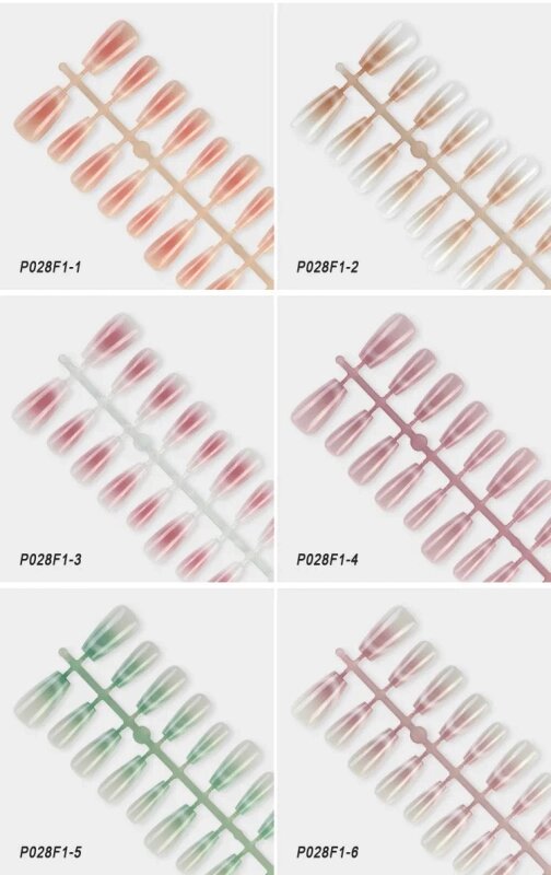 Накладные ногти - типсы с дизайном "Кошачий глаз", 30 штук в комплекте