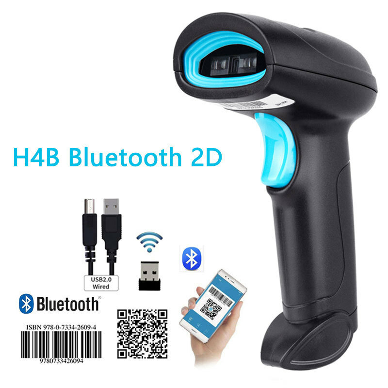 1D лазерный сканер штрих-кодов с красным светом, Bluetooth 2D беспроводной сканер штрих-кодов для экспресс-логистики, проводной сканер