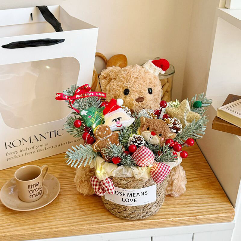 Новогодний подарок, плюшевый букет с оленями, обнимающий ведерко, подарок на день рождения для мальчиков и девочек в детском саду