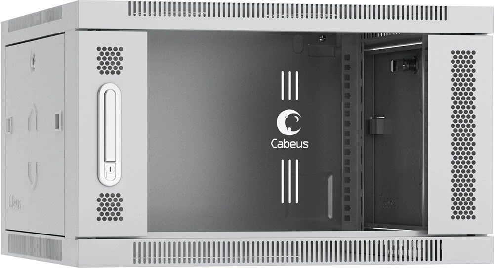 Шкаф коммутационный Cabeus (SH-05F-6U60/45) настенный 6U 600x450мм пер. дв. стекл 60кг серый 390мм 16кг 368мм IP20 сталь
