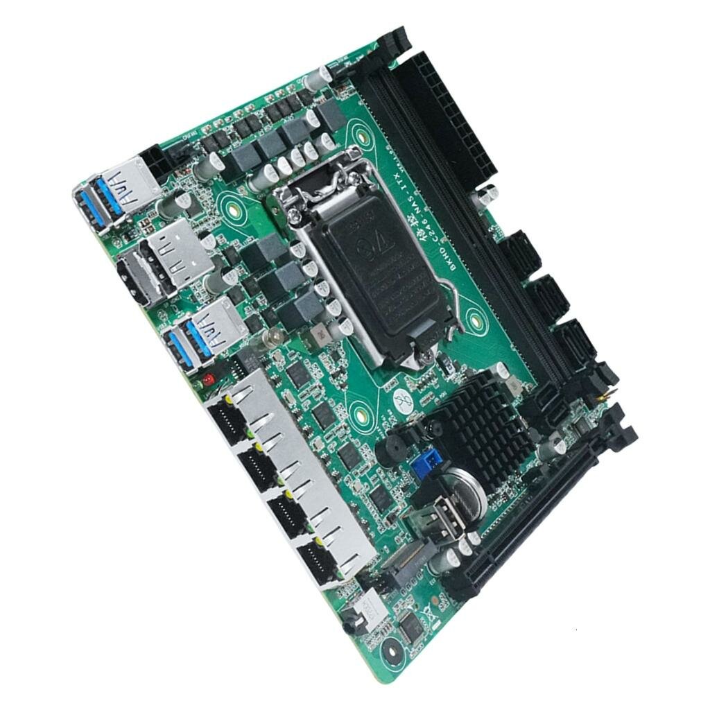 Материнская плата для NAS с 8 портами SATA3, 4 Ethernet, поддержка DDR4 и CPU