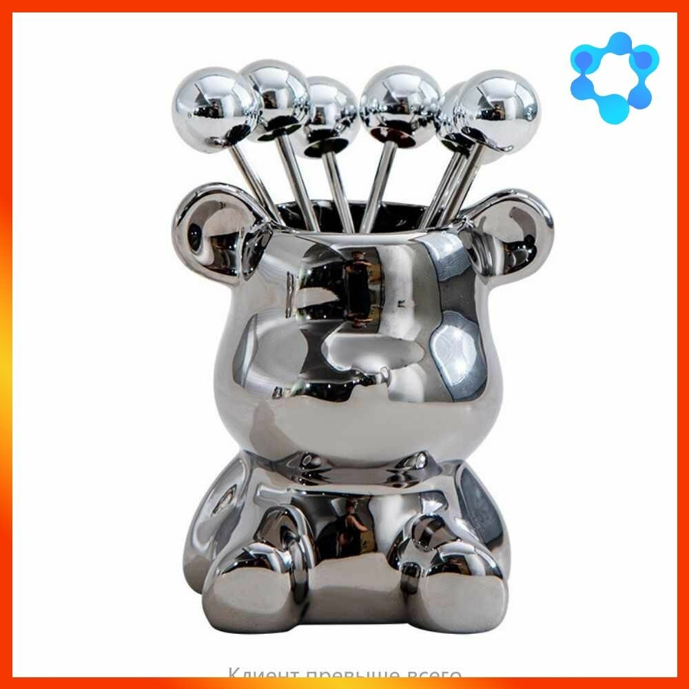 Вилочки для канапе с подставкой Мишка