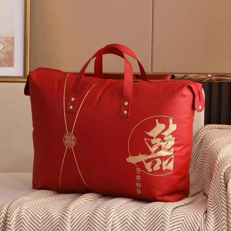 Сумка для хранения одеял на свадьбу, свадебный сундук, красное зимнее одеяло, большая вместимость, складная, водонепроницаемая