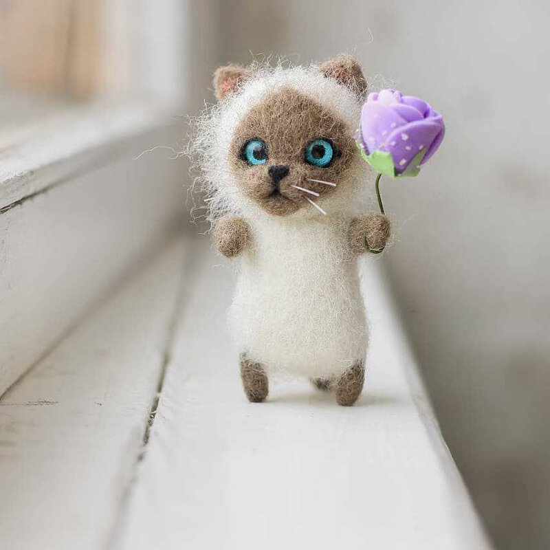 Войлочный Набор для валяния игрушки из шерсти "Кошки". Поделки для творчества