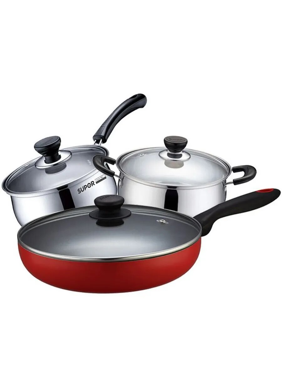 Набор посуды 3 предмета: сковорода 24см, кастрюли
