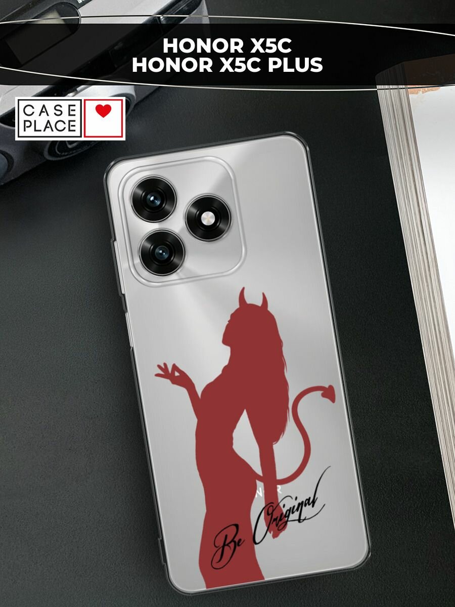 Чехол на Honor X5c/X5c Plus/X5d/X5d Plus / Хонор X5c/X5c Плюс с принтом Devil girl 2, прозрачный