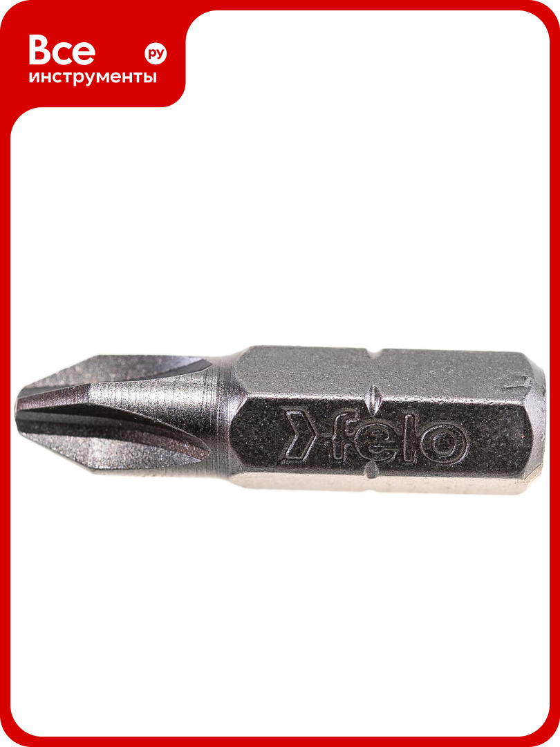 Бита крестовая PH 2X25, 2 шт Felo 02202036, односторонняя, материал CrMoV, совместима с шуруповертом, хвостовик