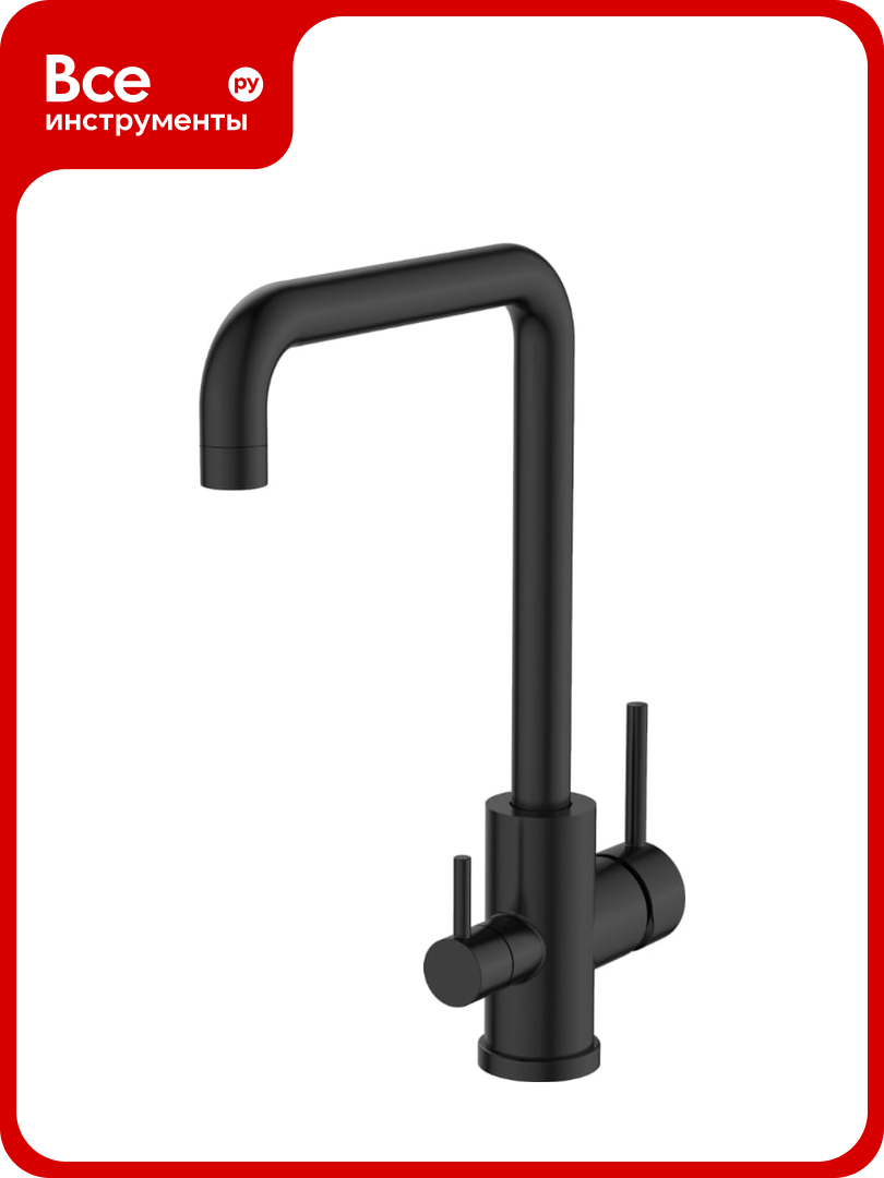 Смеситель для кухни VODA FW519Black с двойным изливом и керамическим картриджем, настольный однорычажный, черный цвет