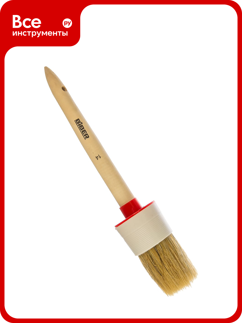 Кисть Стандарт (круглая, натуральная щетина, деревянная рукоятка) 50мм Biber 31186 тов-001899