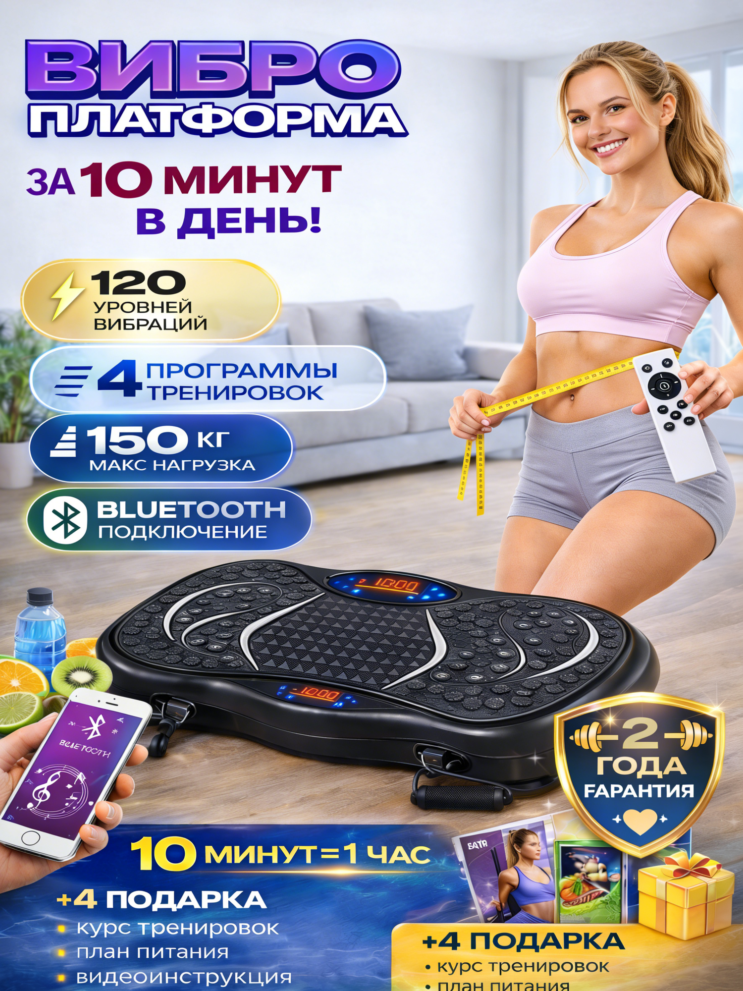 Виброплатформа тренажер для похудения, кардио, степпер для ног, антицеллюлитный, нагрузка 150 кг