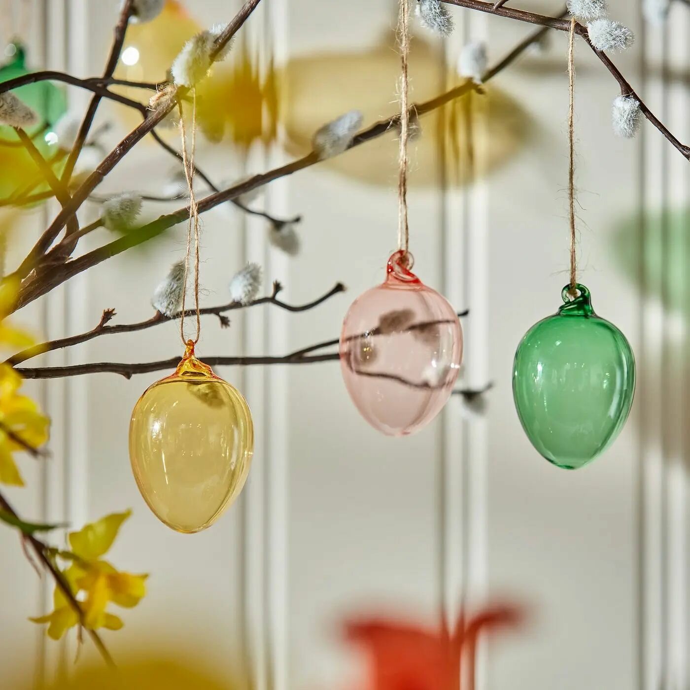 Новые товары икеаtjrlek Набор пасхальных украшений, стекло, весенние украшения в форме яйца для веток