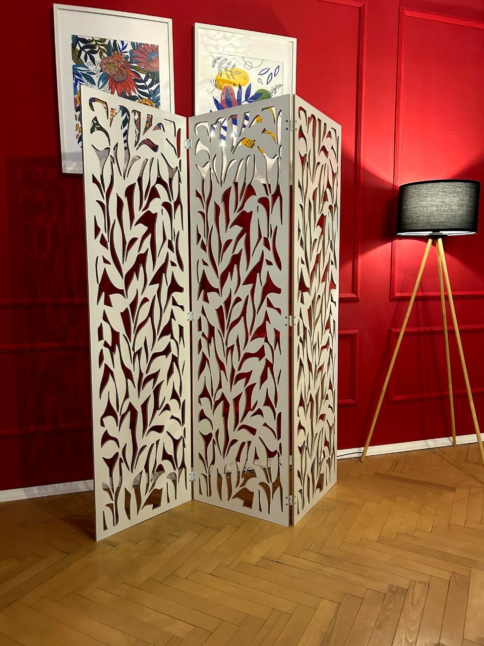 Ширма Перегородка ажурная, для зонирования комнаты. Размер 175см высота *150см ширина. цвет белый