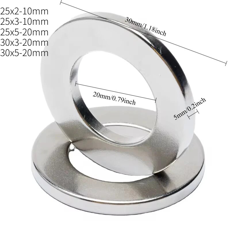 Неодимовые магниты кольца 30x10-20mm, 10шт