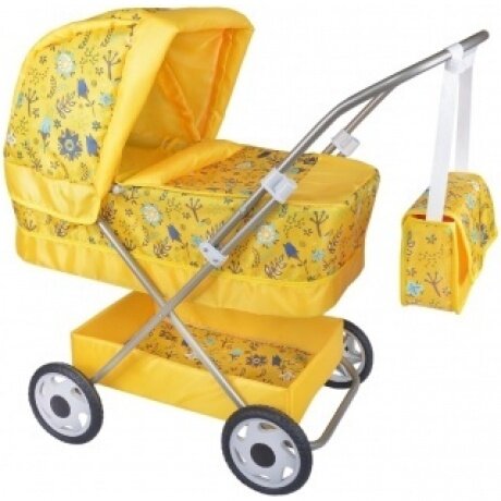 Коляска кукольная Ясюкевич №13 "Цветы на желтом фоне" (металл.) 77*70*34см