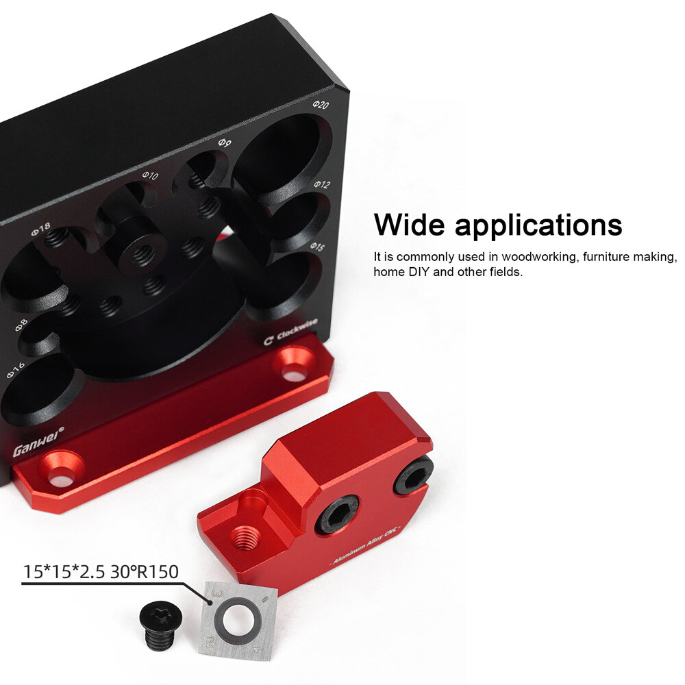 Алюминиевый сплав квадратный брусок для токарной обработки древесины вспомогательный инструмент твердосплавное закругленное лезвие с 8 отверстиями для токарной обработки разного диаметра