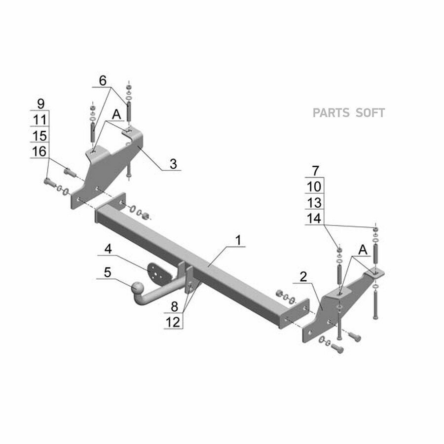 Фаркоп от официального дистрибьютора, AVTOS, артикул GW06