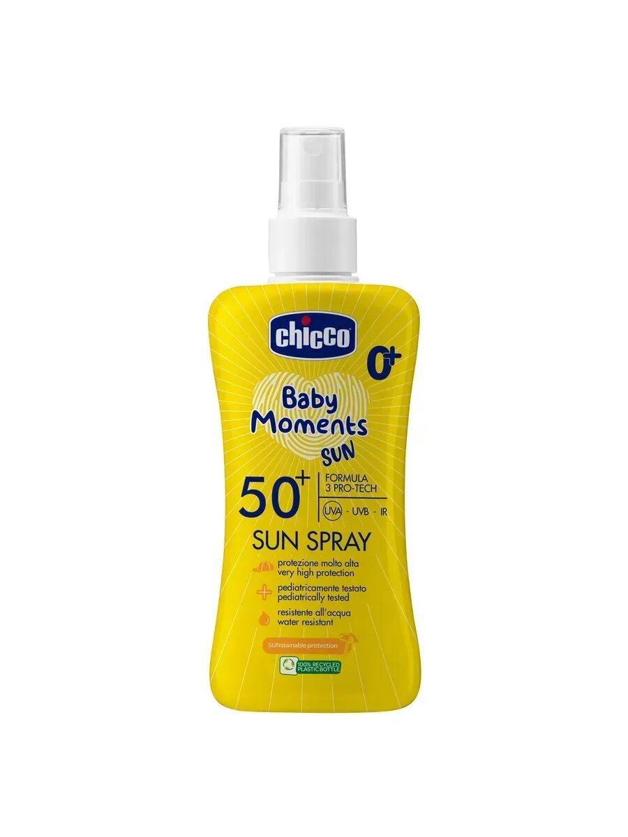 Chicco Baby moments Спрей солнцезащитный spf50+ 150 мл