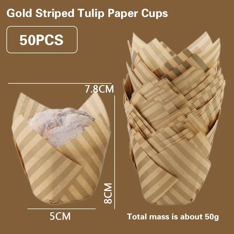 50 шт. бумажные чашки для маффинов, капкейков, маслонепроницаемые вкладыши для кексов, коробка для выпечки маффинов, чашка, инструменты для украшения тортов, формы для маффинов