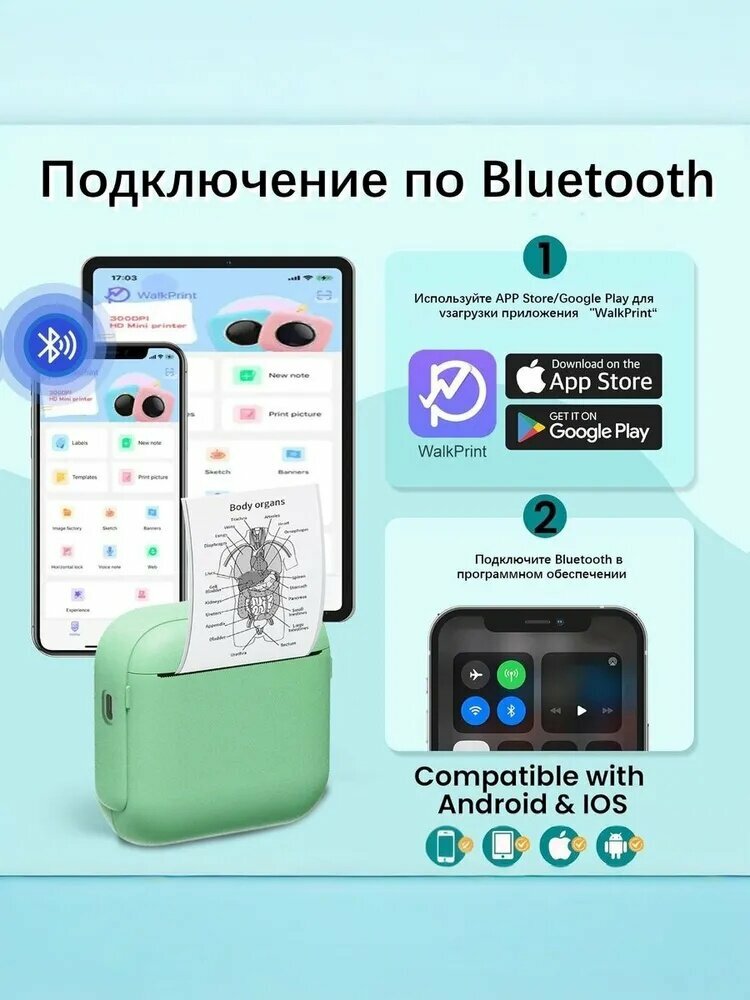 Мини-принтер термотрансферный, Монохромный — фото 1