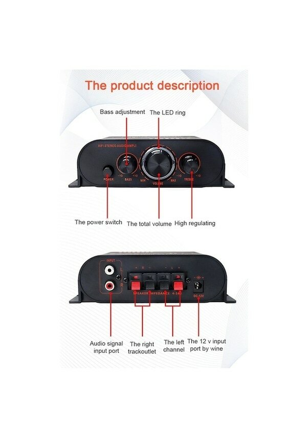 Car Audio Amplifier: 12V Dual-Channel 20W Power - Compact Mini Amplifier for Car and Home Stereo System Upgrade