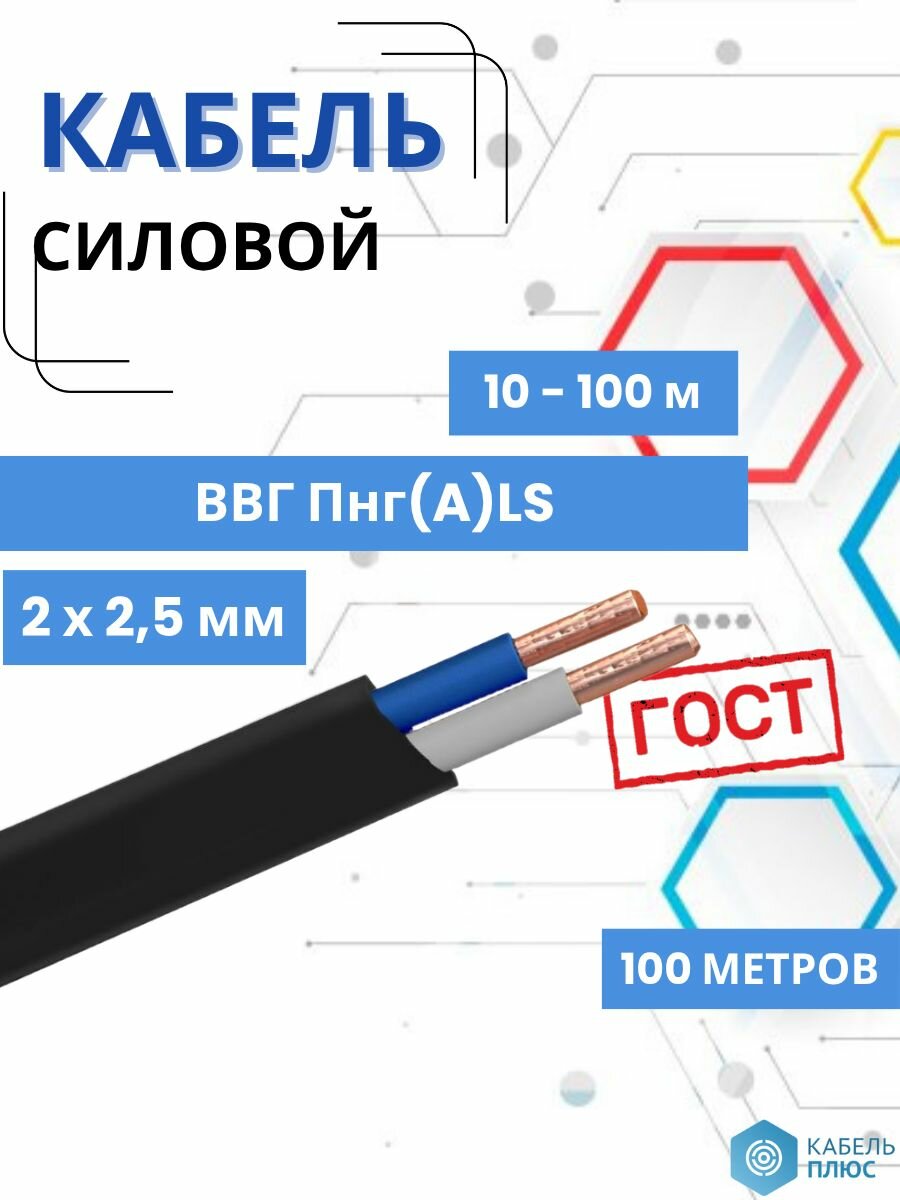 Силовой кабель ВВГ-Пнг(А)-LS 2х2,5 ГОСТ 0,66кВ/ 100 м/ ПСК