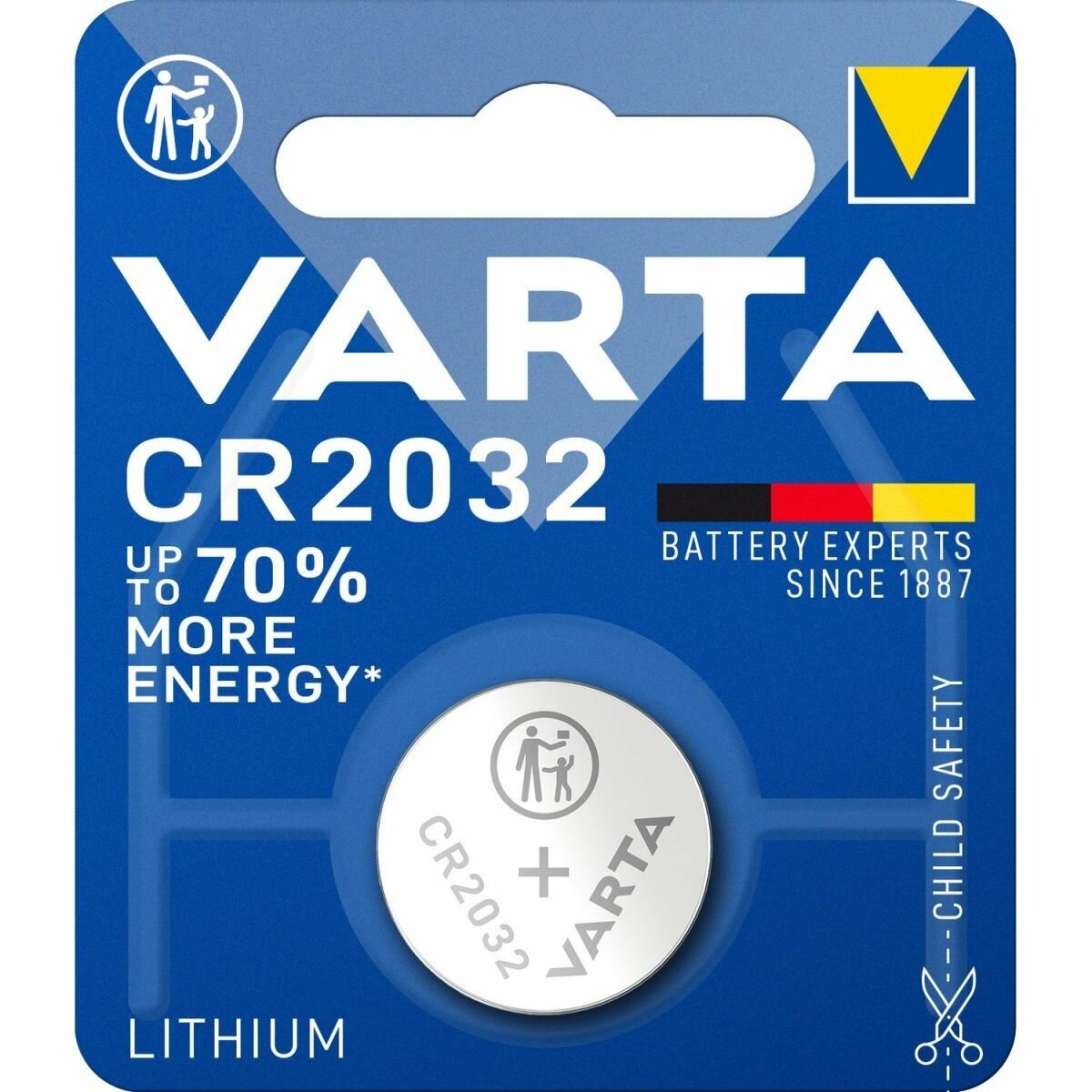 Батарейка CR2032 Varta 3V (1 шт.) — литиевая, таблетка — для материнских плат, весов, брелоков, ключей
