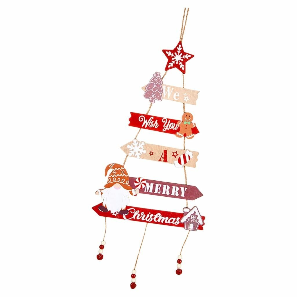 Рождественский кулон из дерева с надписью Party Christmas Tree Decoration-Снежинка, пряничный человечек
