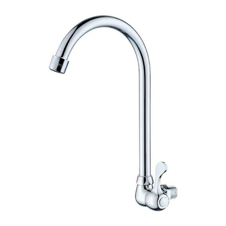 Кухонный смеситель из чистой меди, только для холодной воды, отдельно стоящий смеситель для раковины, с поворотом на 360 градусов, бытовой смеситель для холодной воды 1/2 дюйма, универсальный.