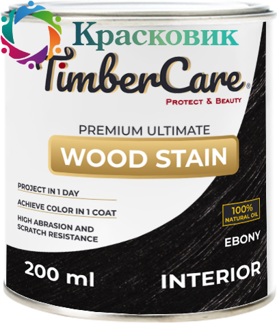 Масло 2 в 1 TimberCare Wood Stain тонирующее, высокой прочности 350035 Эбеновое дерево 0,2л