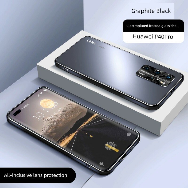 Huawei P40 Pro стеклянный защитный чехол для телефона, цвет Графитовый черный, полная защита от ударов с маслостойким