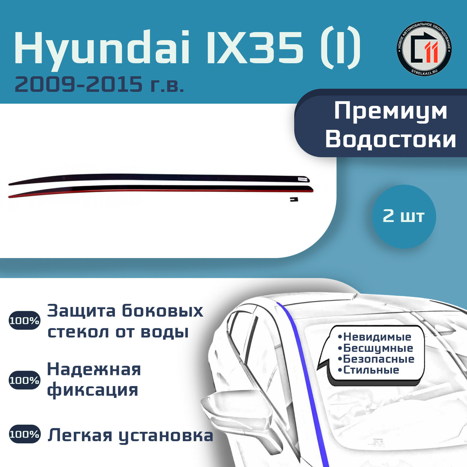 HYUNDAI IX35 2009-2015 (I+I рестайлинг) - Премиум водостоки лобового стекла