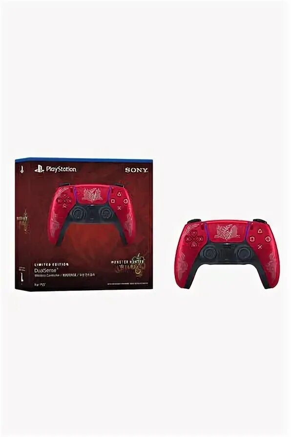 Геймпад беспроводной Sony DualSense "Monster Hunter", для PS5, виброотдача, черно-красный